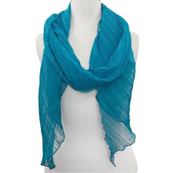 Accessories | Teal Blue Sheer Crinkle Wrap Scarf | Poshmark
